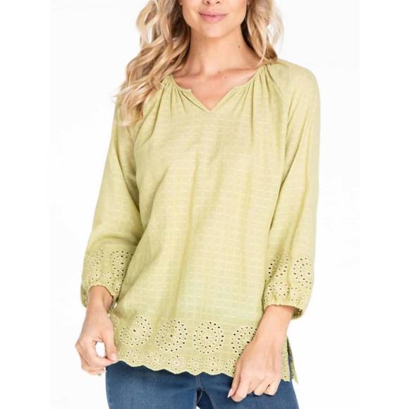 Multiples | Tops | New Multiples Notch Neck Peasant Top In Sage | Poshmark